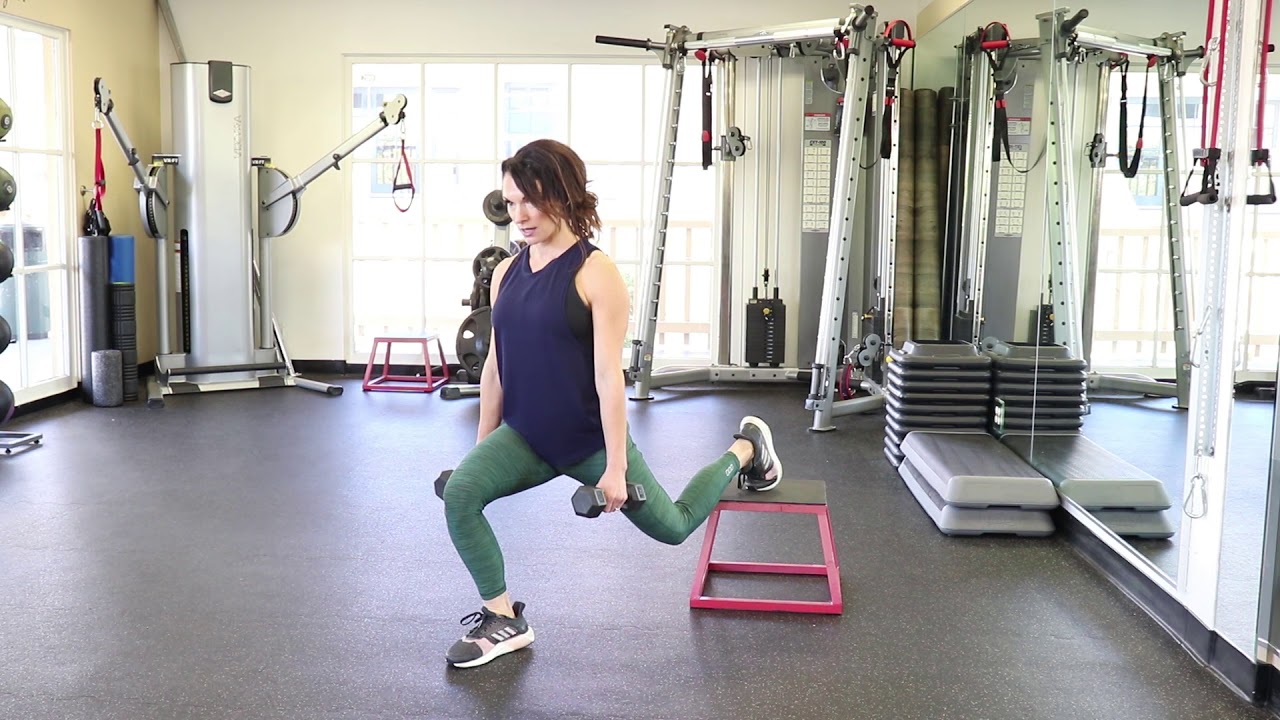 Single Leg Lunges with Bench or Step - YouTube