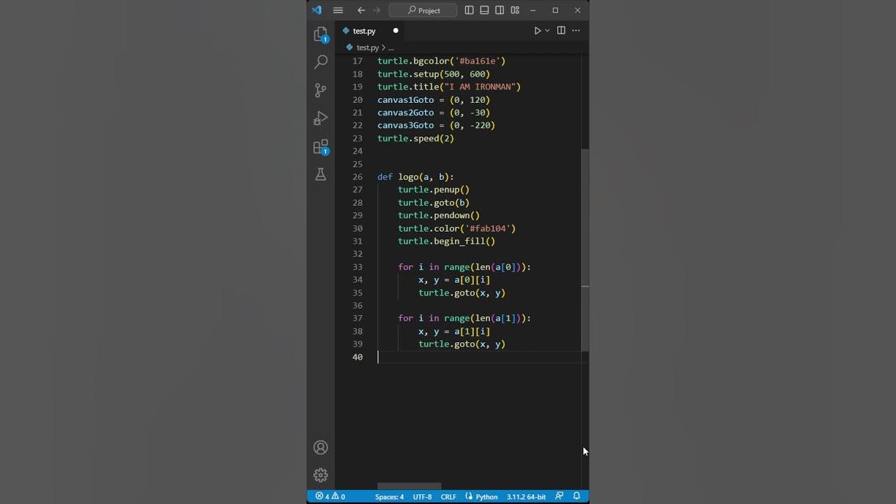 How To Draw Iron Man In Python Turtle 011 Python Pythontutorial