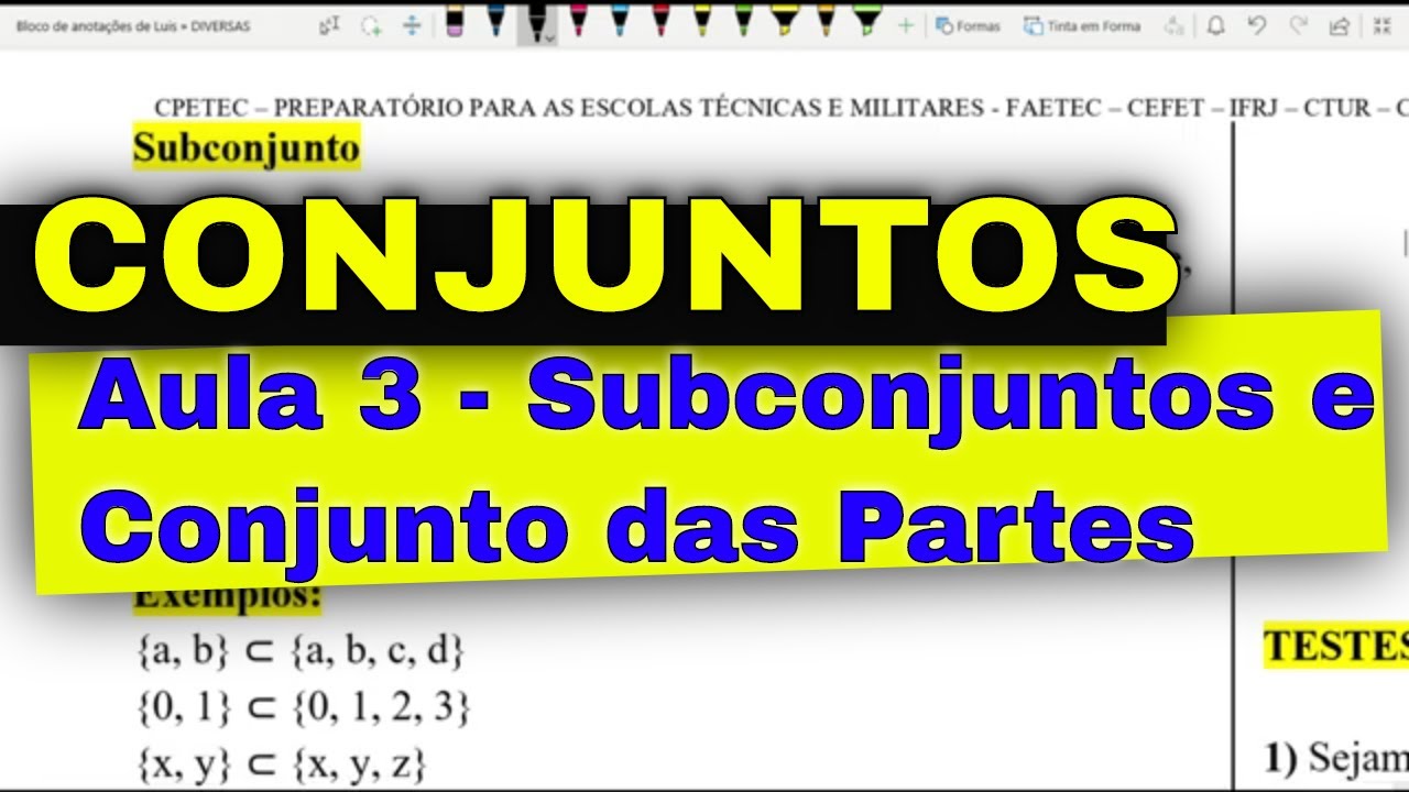 Conjuntos. Aula 3 - Subconjuntos e Conjunto das Partes. - YouTube