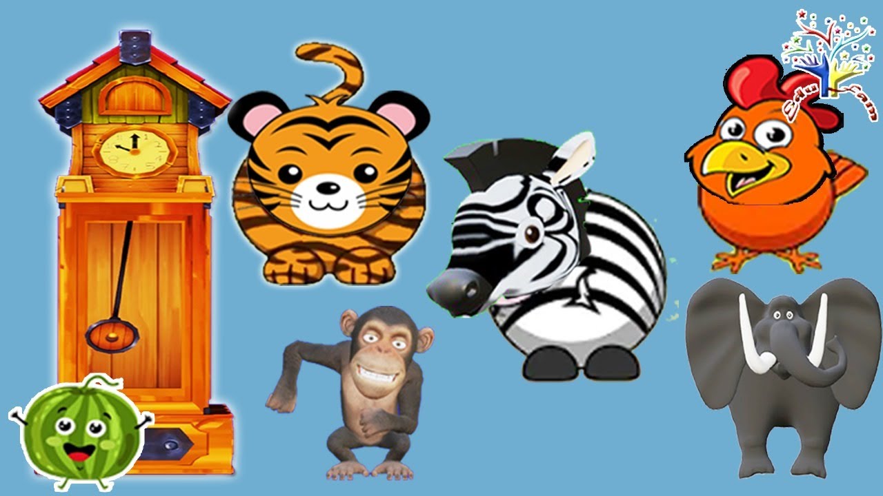 🐔⏰ Animal Sounds Song FUN! | Animal Sounds, Hickory Dickory Dock, Old ...
