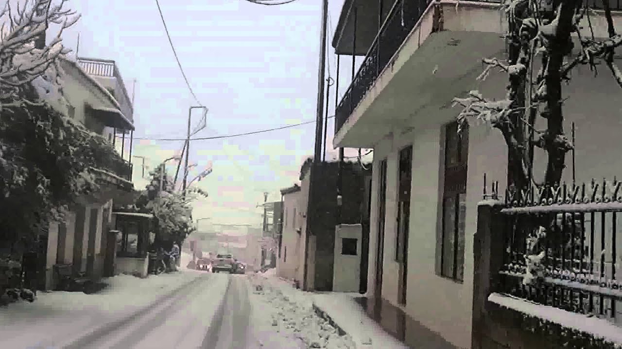 Χιόνια στη Στενή Ευβοίας - 2 - YouTube