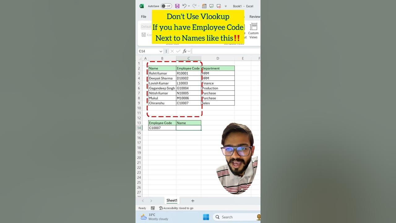Don T Use Vlookup In Excel‼️instead Use Amazing Function Day 17 Excel Learning Exceltips