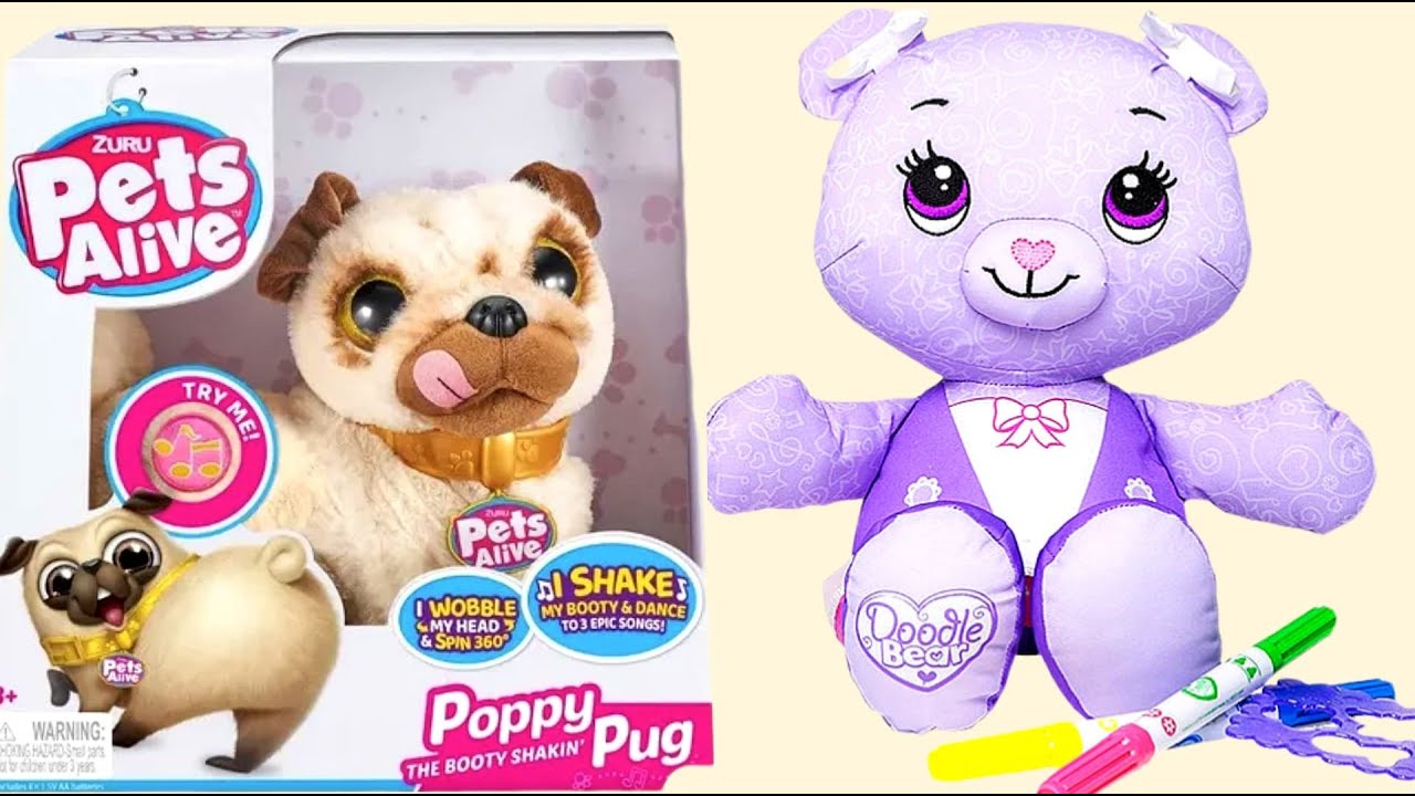 UNBOXING PETS ALIVE POPPY PUG|Fisher-Price Doodle Bear Violet| asmr ...
