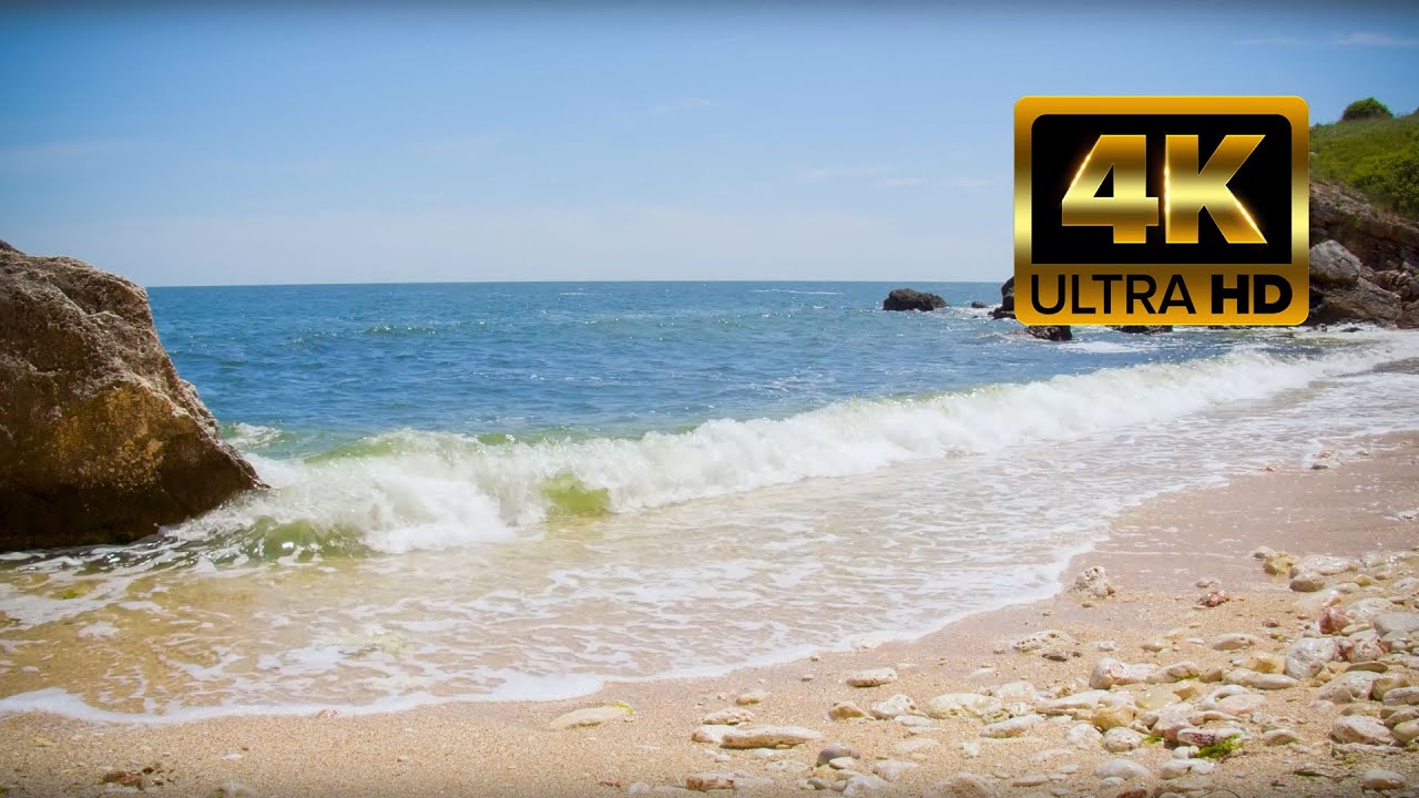 Rusalka Beach - 60 minutes of relaxing waves, white stones, blue sky ...
