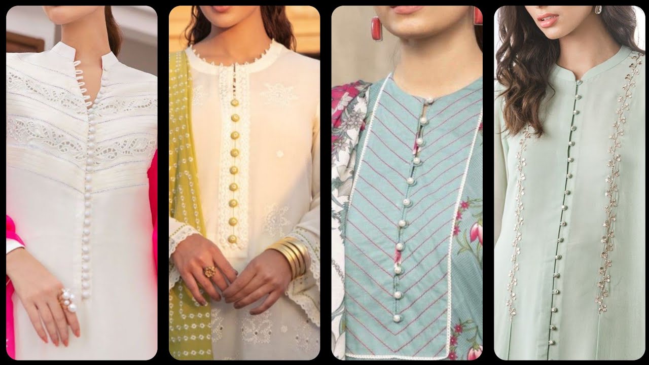 Very simple &Easy Stylish button neck design//potli button neck design ...