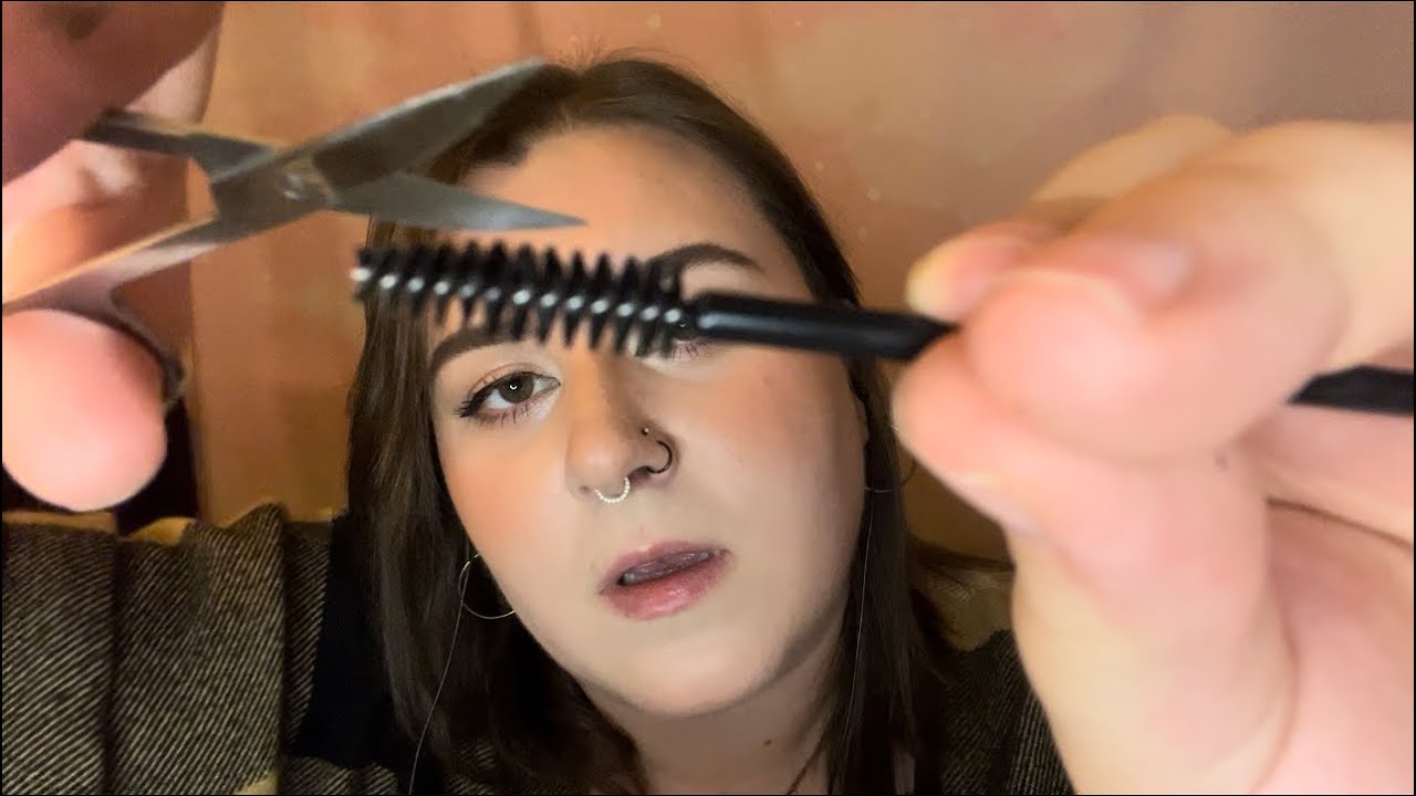 ASMR doing your brows semi-rp | personal attention, soft whisper, spoolie nibbling, mouth sounds ...
