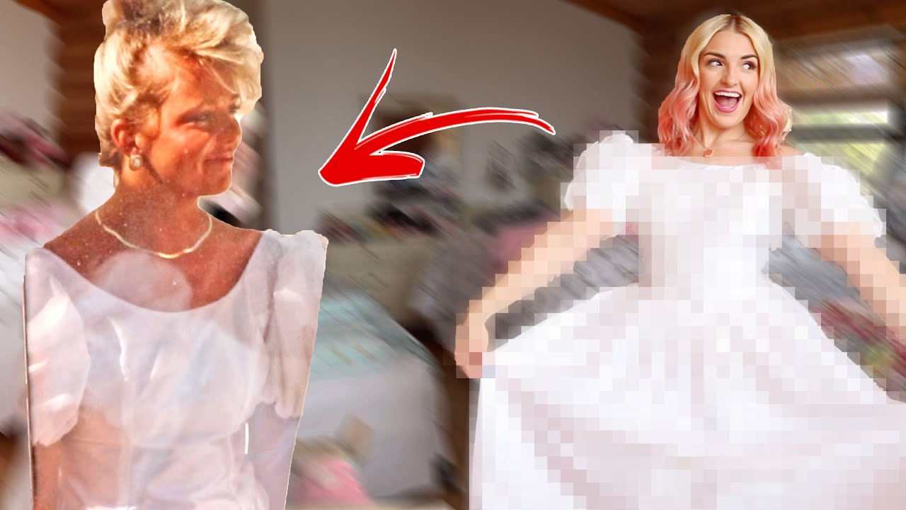 Trying On My Moms Wedding Dress Youtube