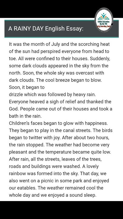 A Rainy Day Essay ll Short Paragraph on A Rainy Day - YouTube