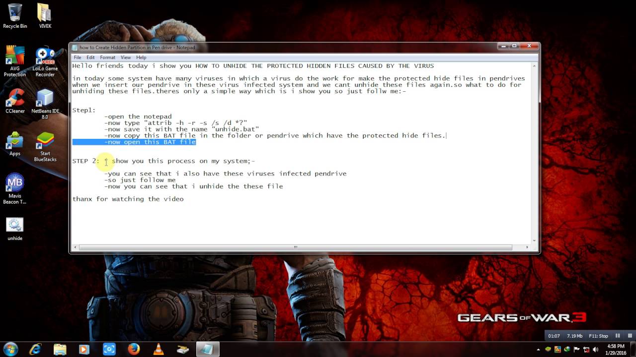 HOW TO UNHIDE THE PROTECTED HIDDEN FILES CAUSED BY THE VIRUS - YouTube