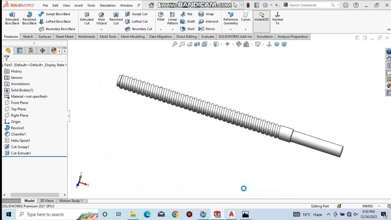 Manual jack Part 4 # Center screw rod # in solidworks - YouTube