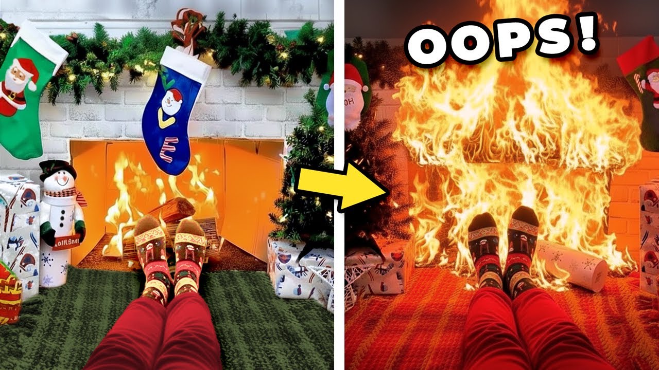 Yule Log DISASTER!! 🎄 (Christmas Fireplace 4K) - YouTube
