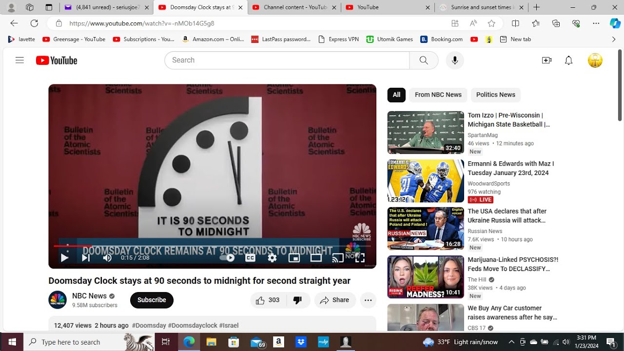 Doomsday Clock 2023 2024 - YouTube