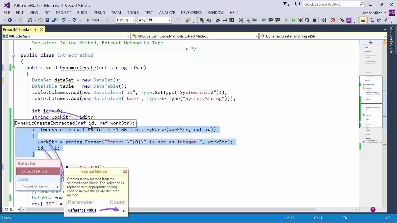 DevExpress CodeRush: Extract Method - YouTube DevExpress CodeRush: Extract Method - YouTube
