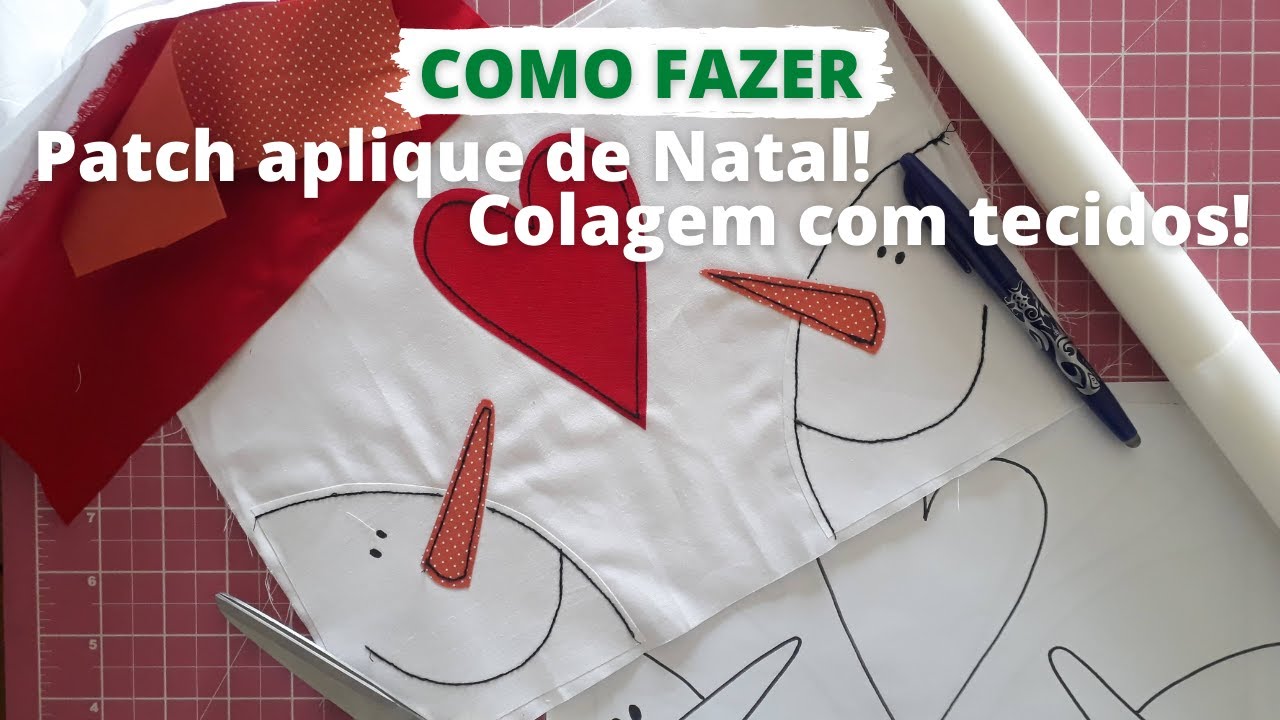 Como fazer um patch aplique de natal, colagem em tecidos! Retalhos Encantados - YouTube