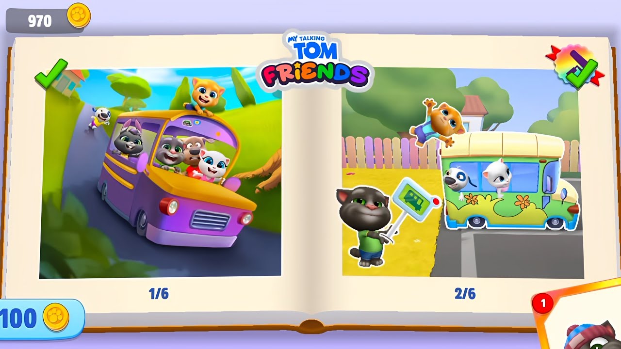 School Bus New Sticker Album Completed 😍 - My Talking Tom Friends New ...