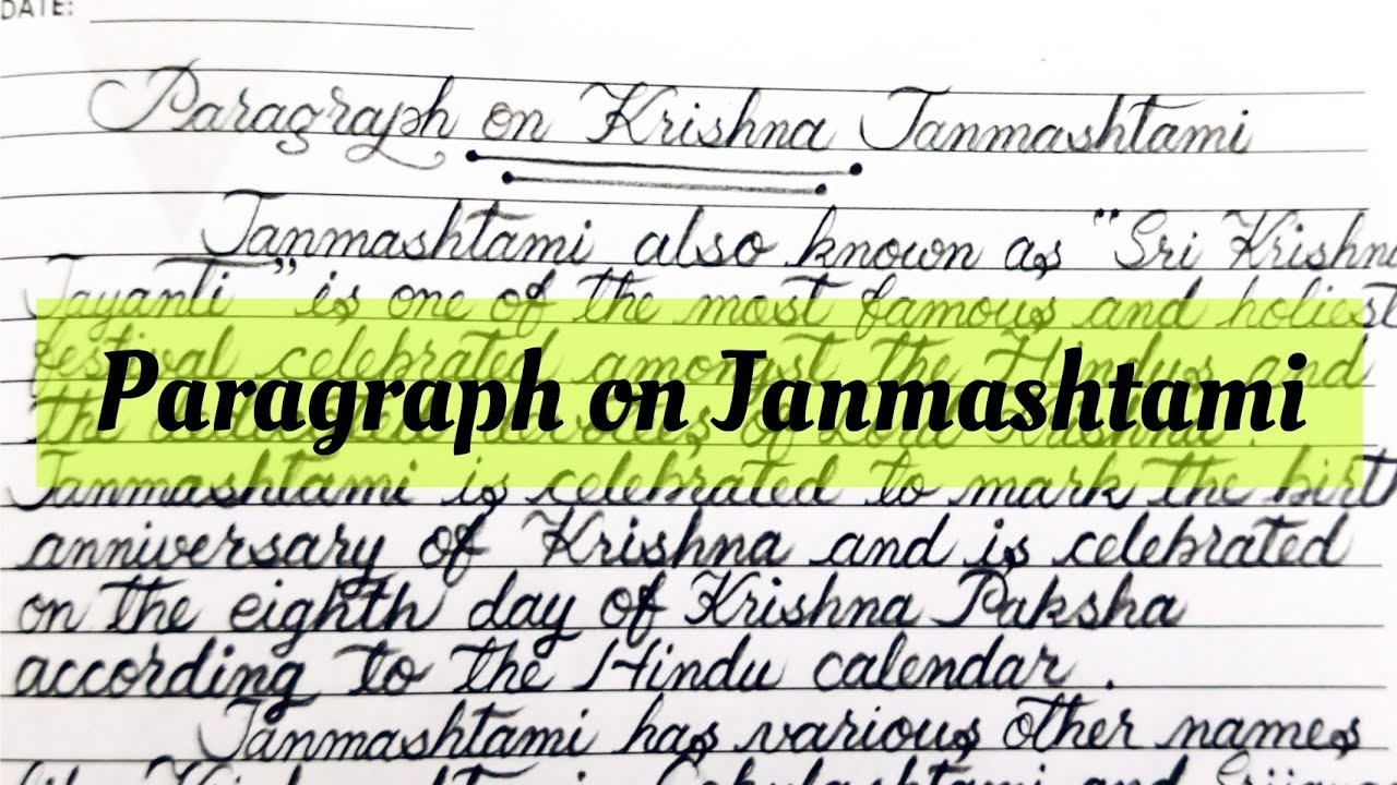 Paragraph on Krishna Janmashtami_How to write Calligraphy handwriting ...