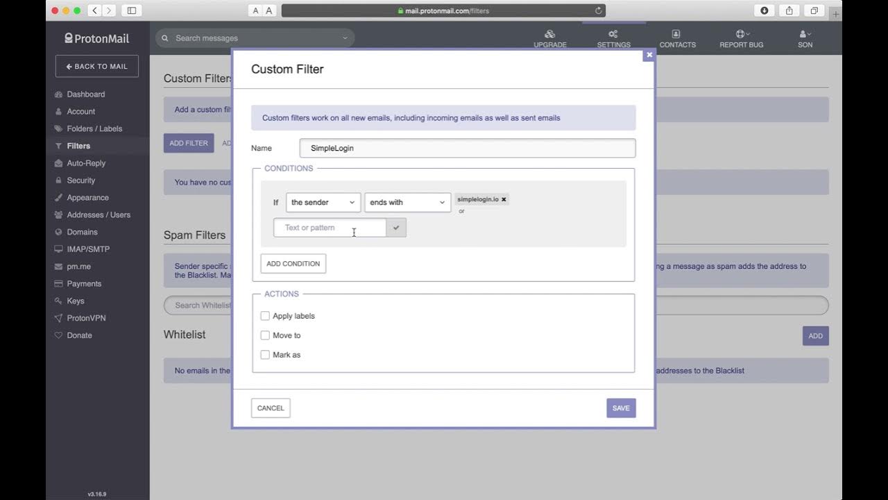 How to set up filter in ProtonMail - YouTube