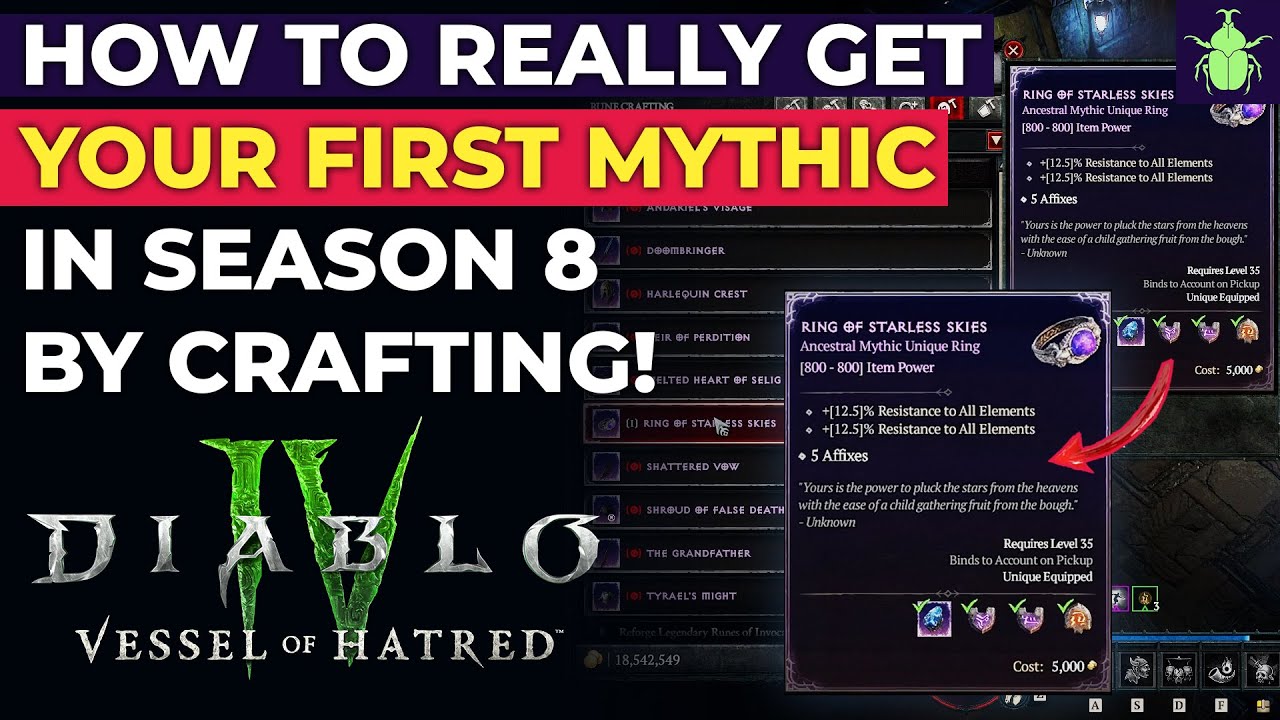 Diablo 4 - How To Really Get Your First Mythic in Season 8 by Crafting ...