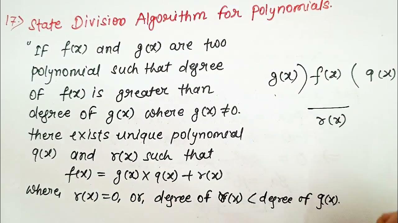 17. State division algorithm for polynomial. - YouTube