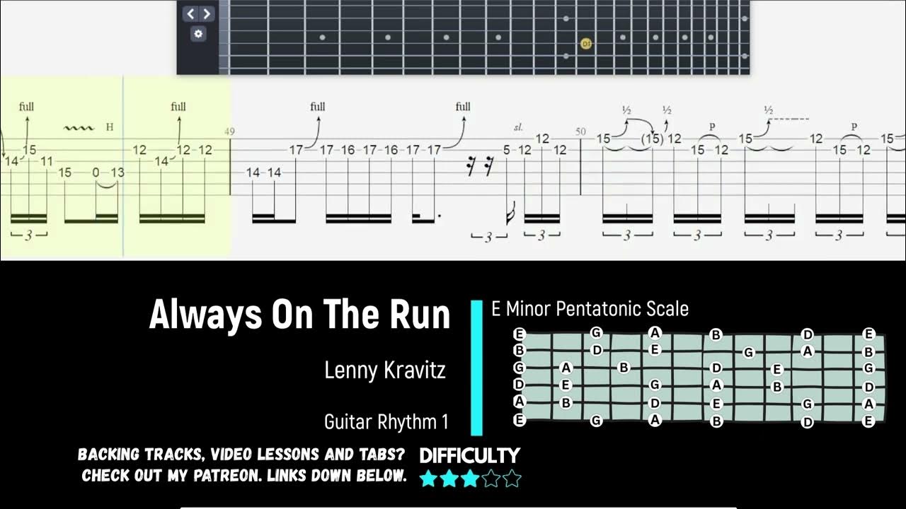 Lenny Kravitz - Always On The Run - Guitar 1 Rhythm Tab - YouTube