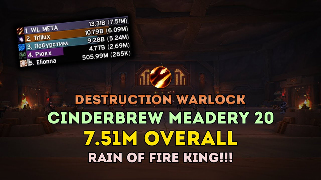 Cinderbrew Meadery +20 | Destruction Warlock | The War Within WoW 11.1. ...