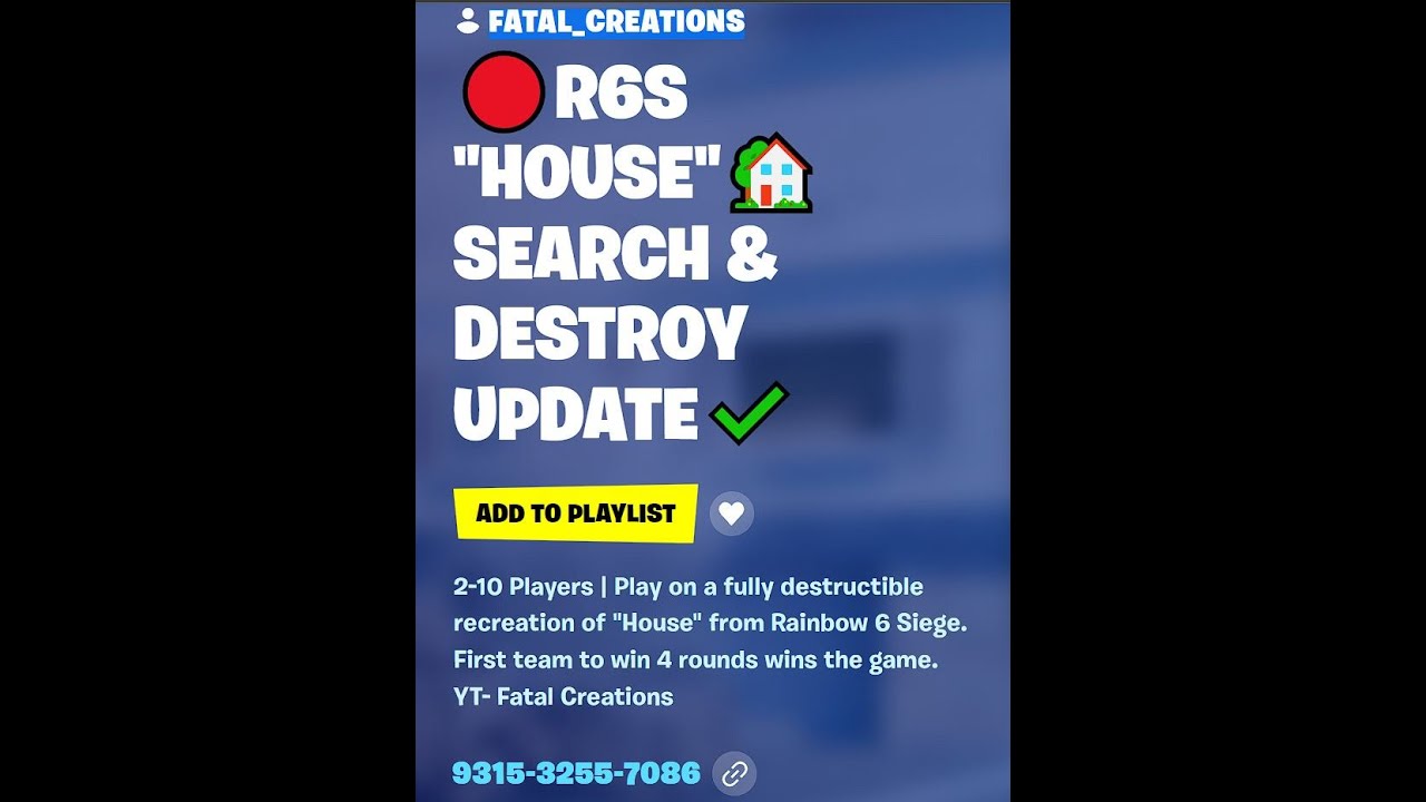 R6S Search and Destroy in Fortnite Map Code 9315-3255-7086 #Fortnite # ...