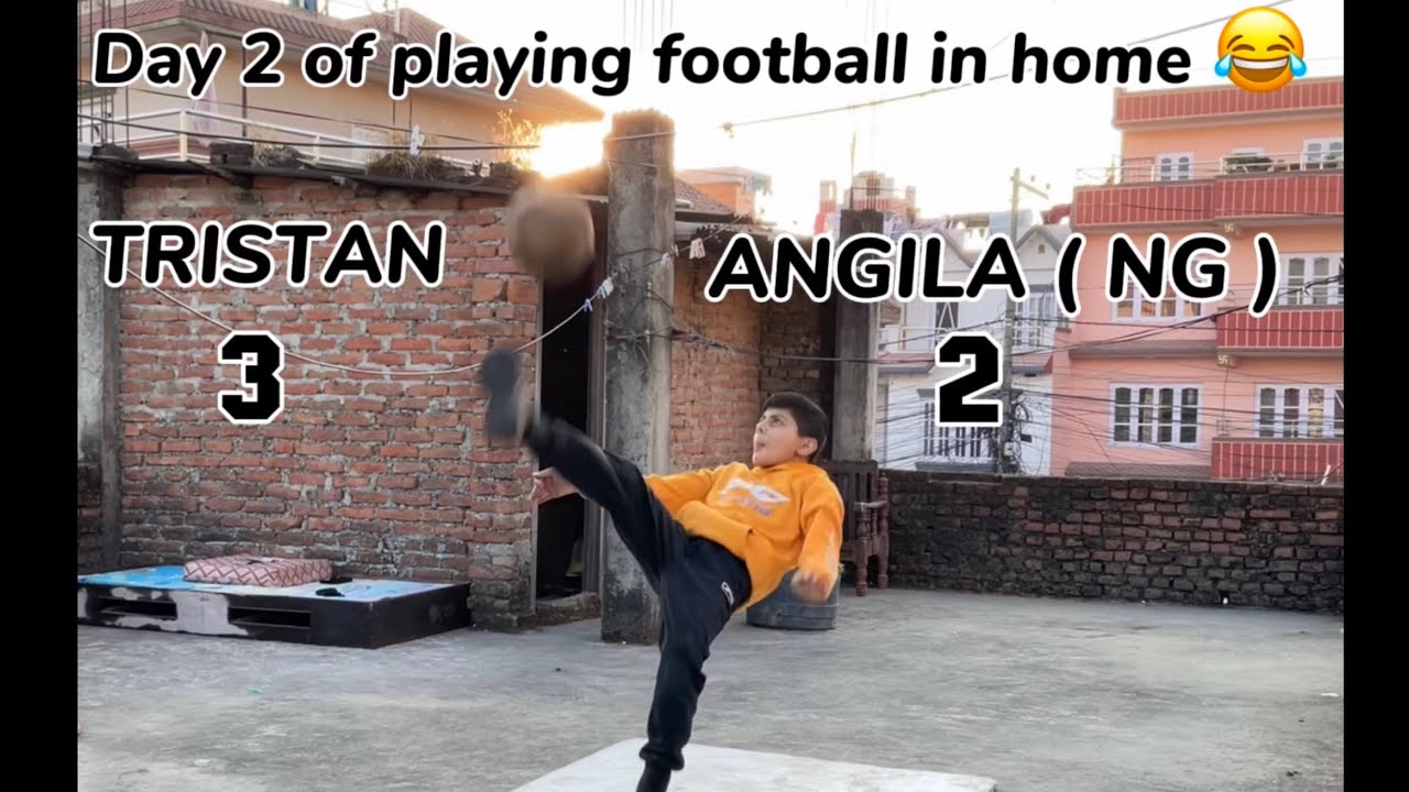 Day 2 of playing football in home 😂 - YouTube