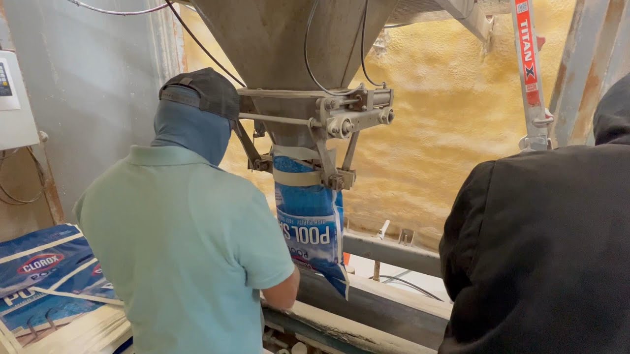 Bagging Salt into 40 Lb. Poly Bags - YouTube