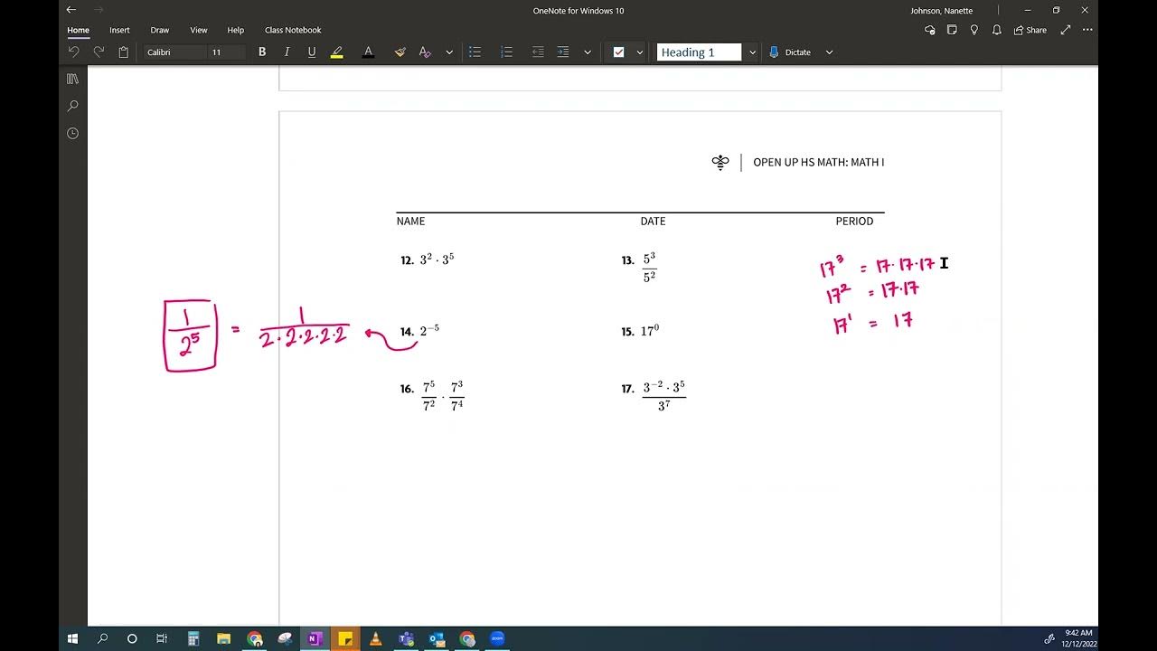 Math I 2 4 Rsg 14 15 Simplify Expressions With Negative And Zero Exponents Youtube