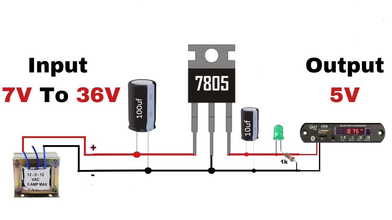 How to Create a Stable 5V Power Supply Using a 7805 IC - YouTube