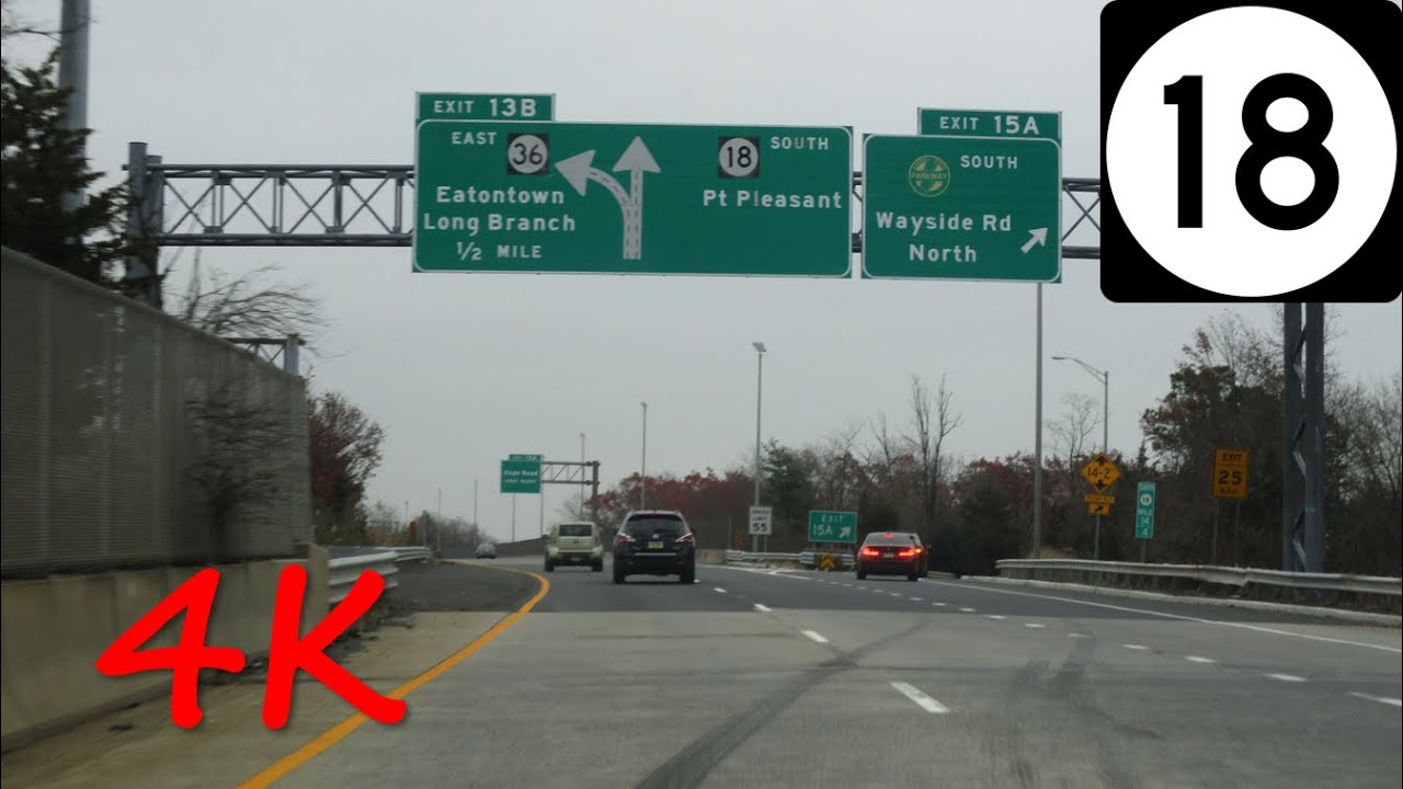 ⁴ᴷ NJ Route 18 (Monmouth Freeway) southbound [4K VIDEO] - YouTube