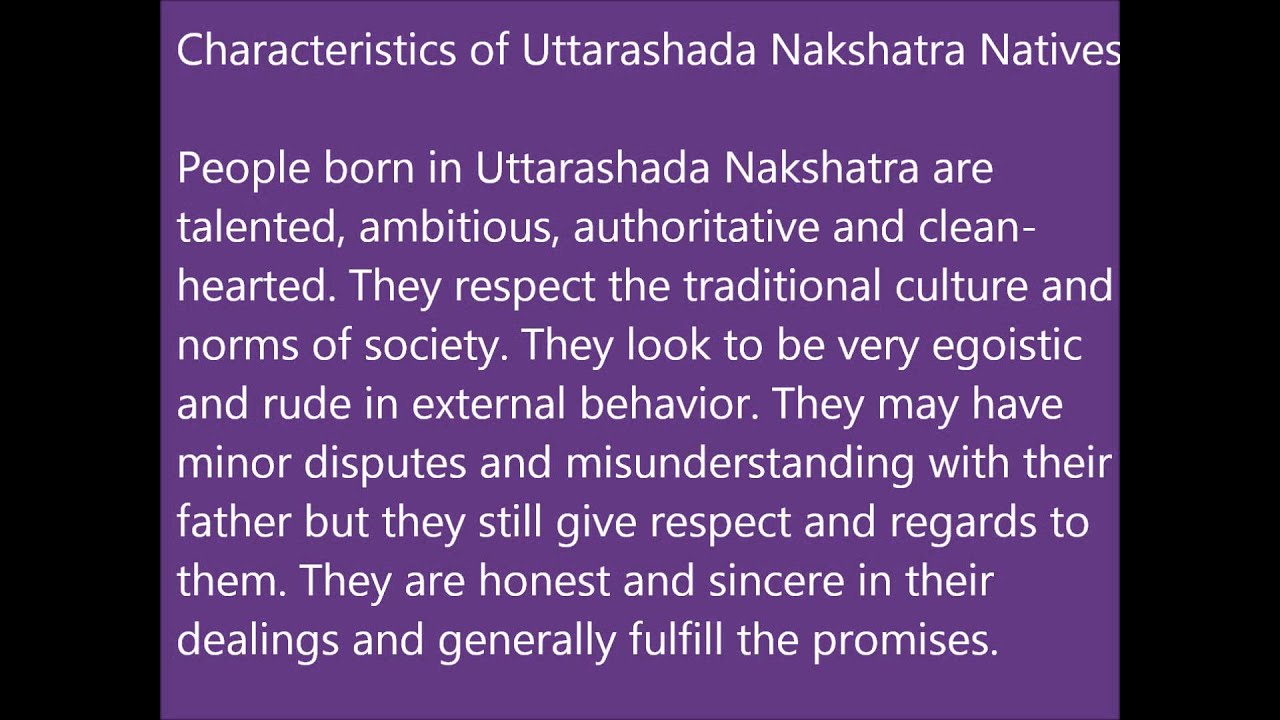 Uttarashada Nakshatra Characteristics - YouTube
