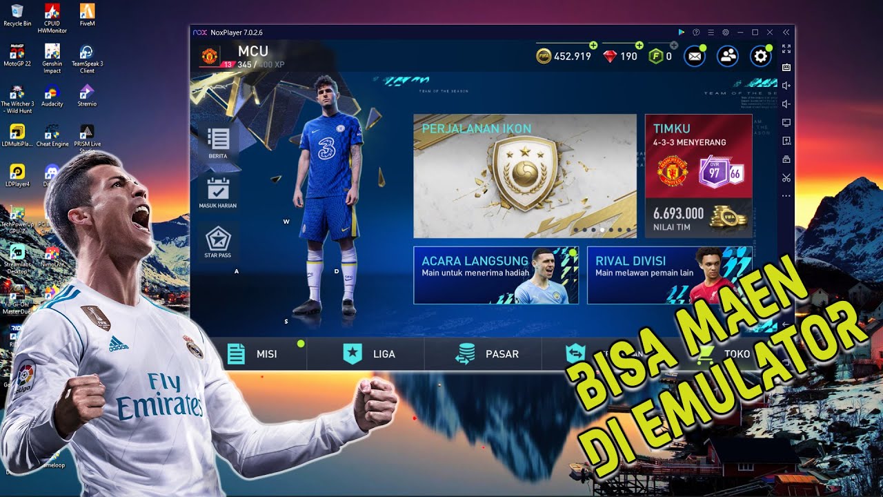 INSTALL FIFA MOBILE DI PC DENGAN EMULATOR || BISA SETTING RATA KANAN 60 ...