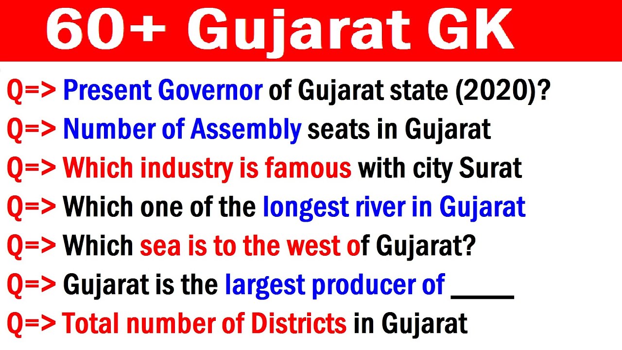 Gujarat GK Quiz | Indian State Quiz | Gujarat GK Questions and Answers ...