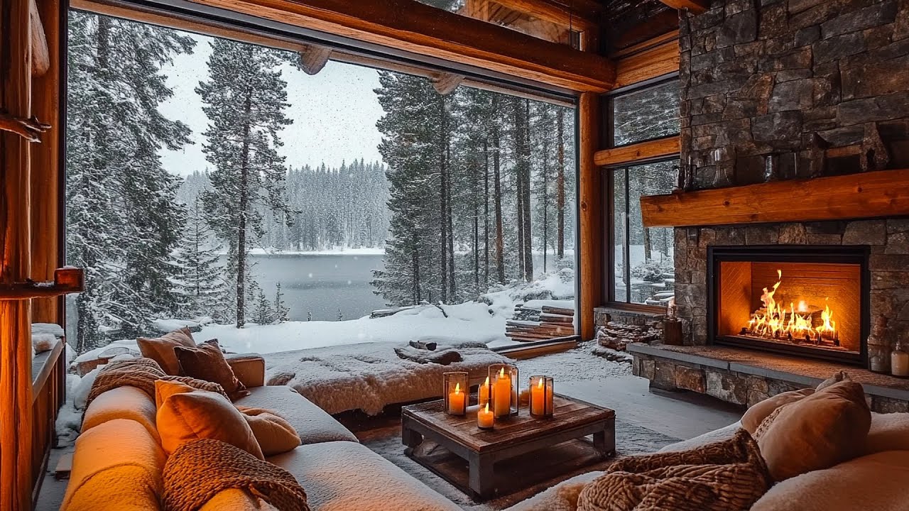 Tranquil Morning Ambience and Fireplace Sounds - Soothing Piano Music ...
