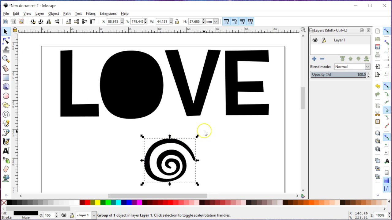 Removing Counters from Text in Inkscape - YouTube