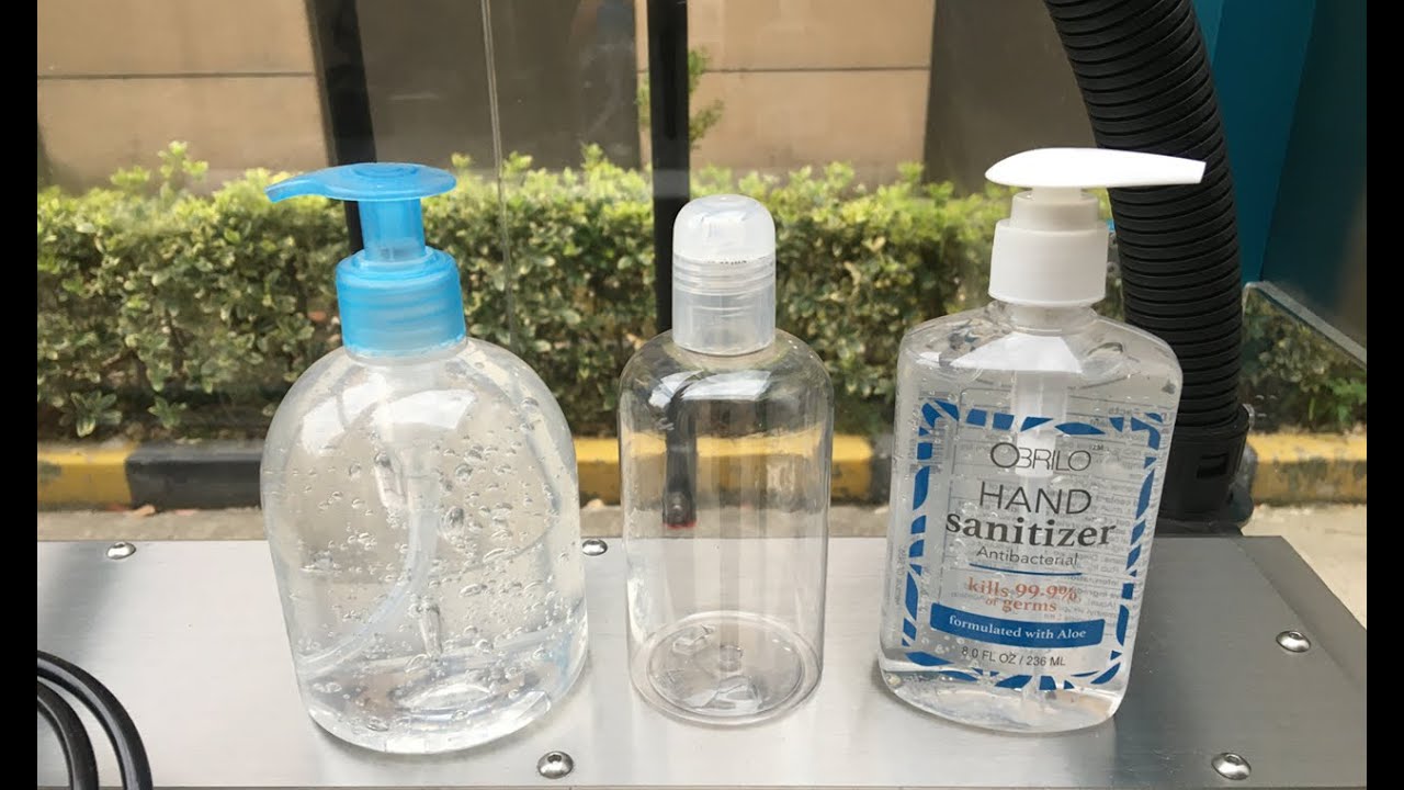 Auto hand sanitizer filling capping machine in our customer's factory ...