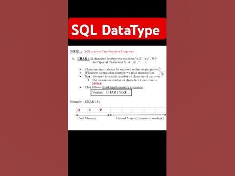 SQL datatypes #sqldatabase #datatypes #dbms #rdbms #2024 #char#varchar - YouTube