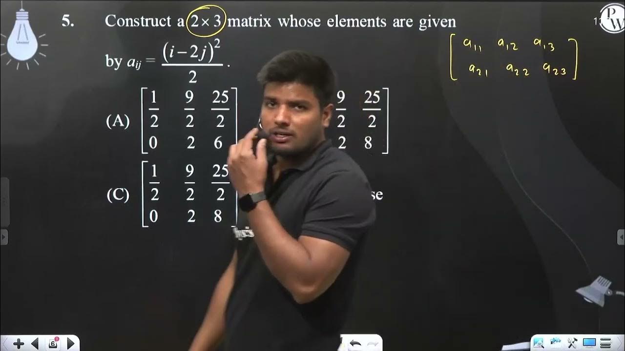Construct a 2 × 3 matrix whose elements are given by aij = i-2j22 ..... - YouTube