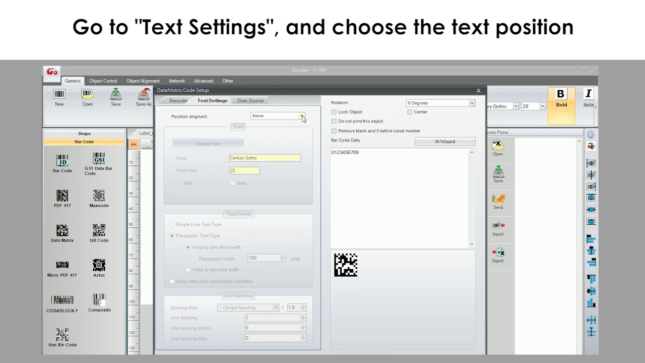 GoLabel - Data Matrix code support human readable text and Windows ...