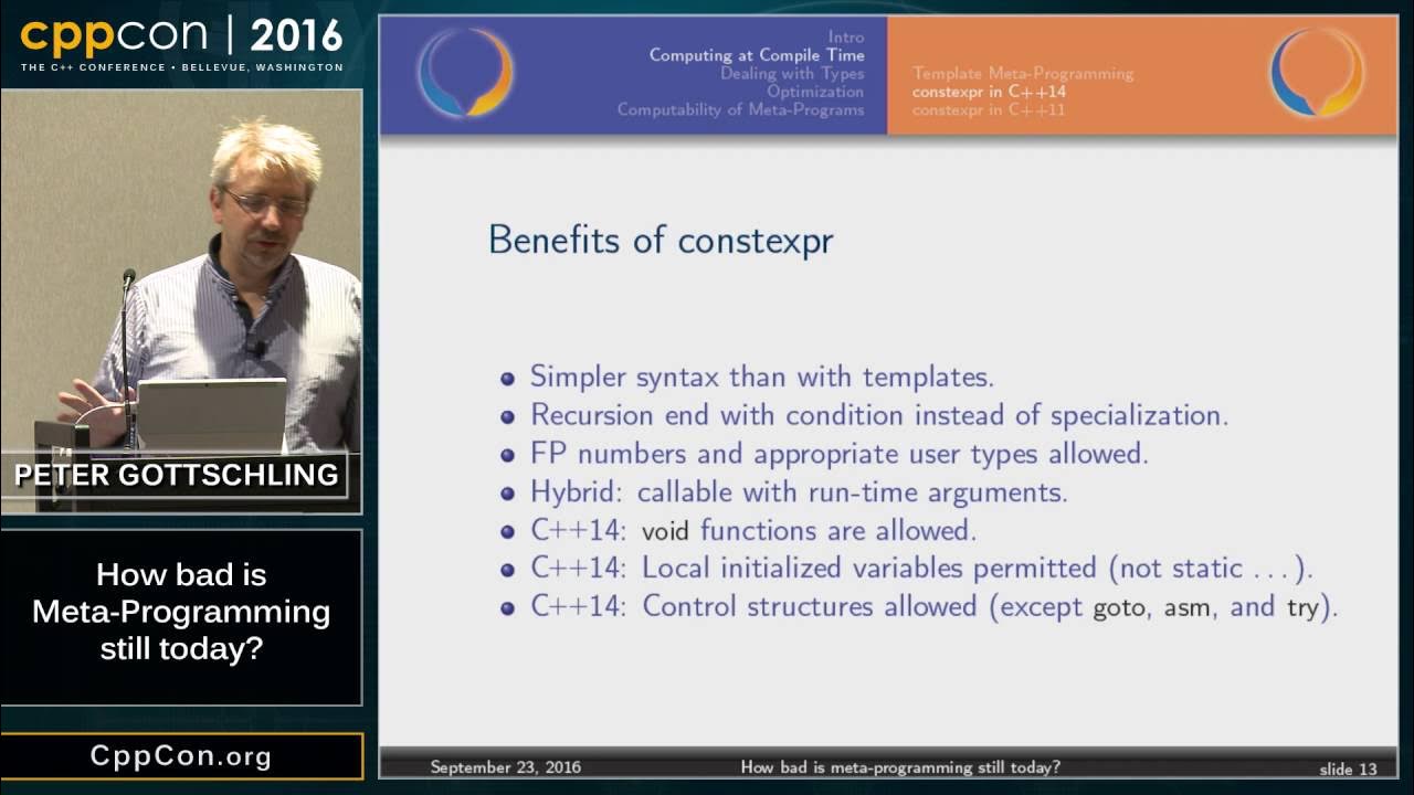 CppCon 2016: Peter Gottschling “How bad is Meta-Programming still today?" - YouTube