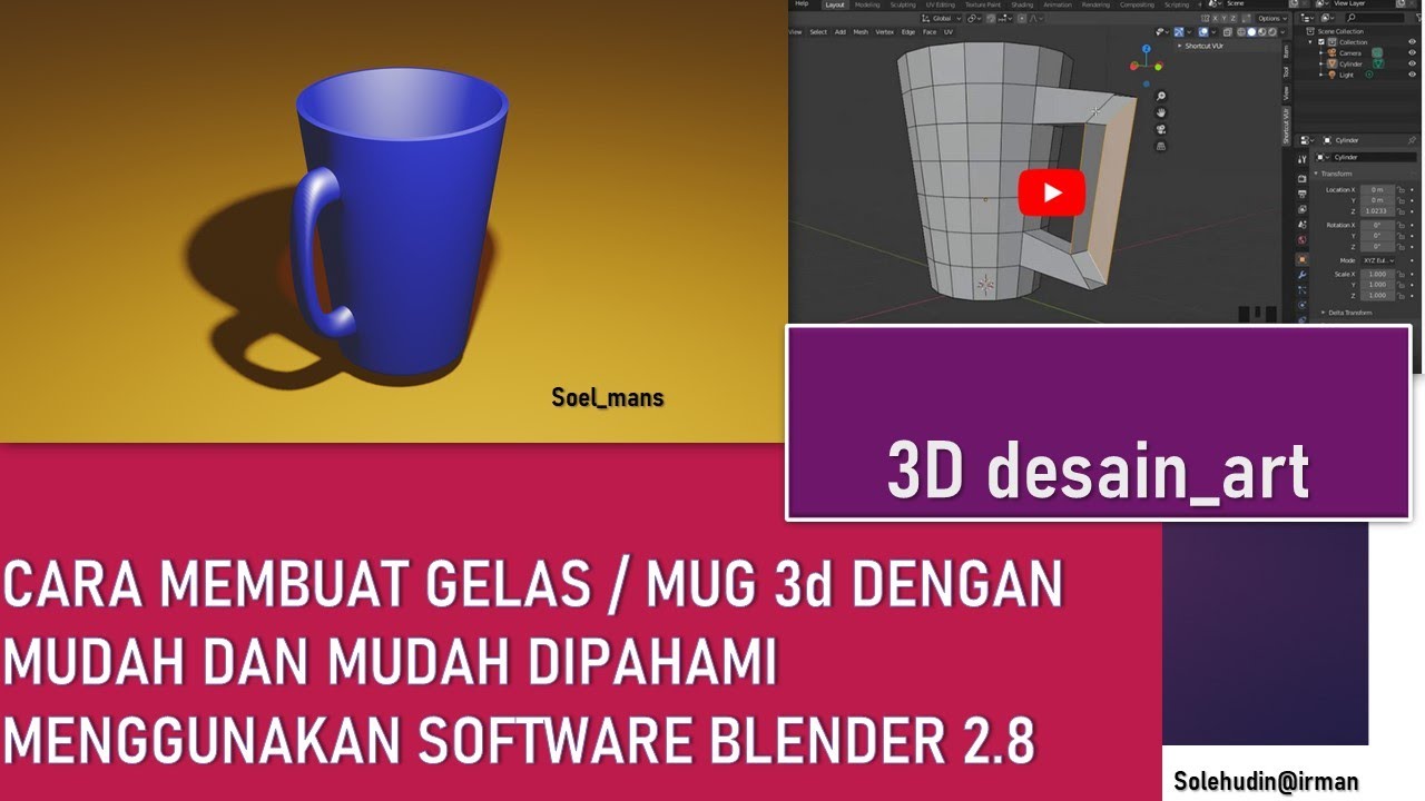 Cara Mudah dan Cepat Membuat Mug/gelas 3D di Blender 2.8 - YouTube