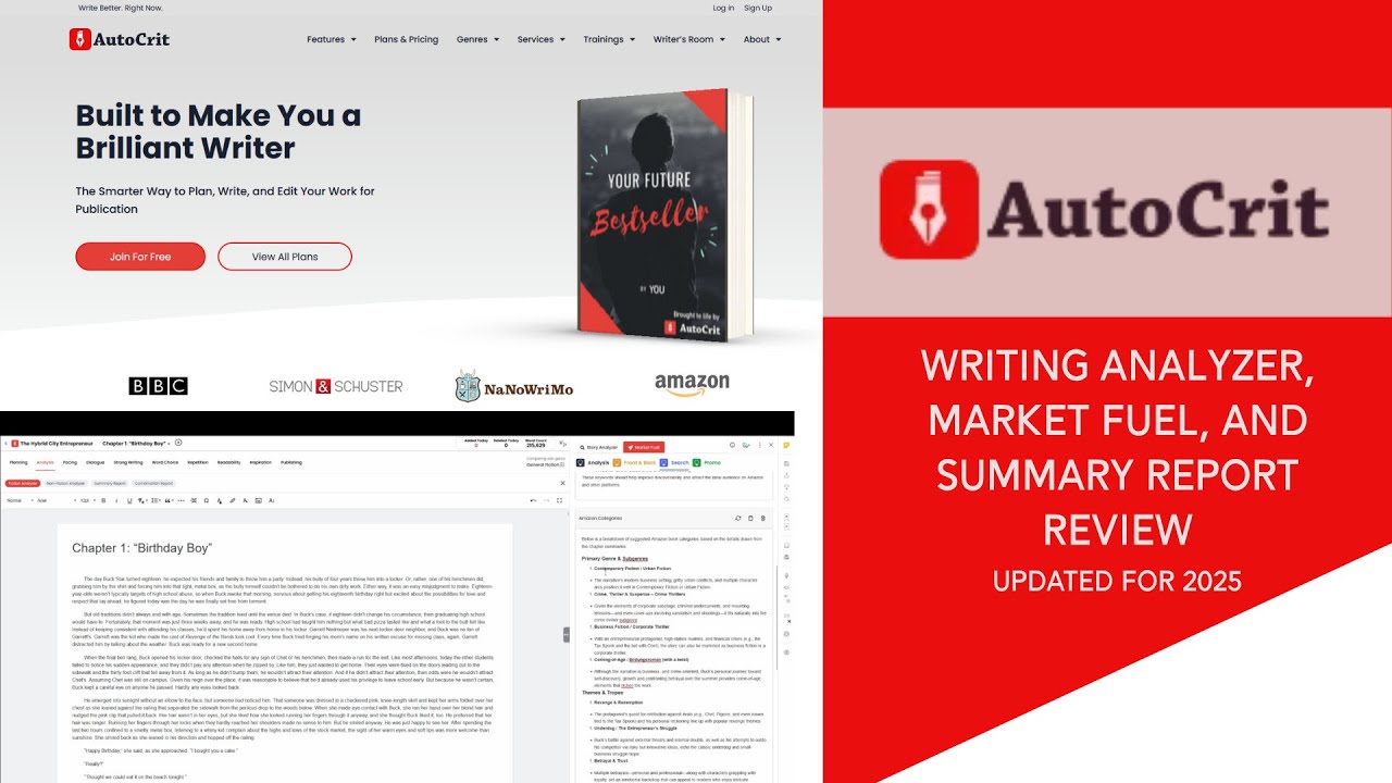 AutoCrit Review 2025: A new look at the Story Analyzer, Market Fuel ...