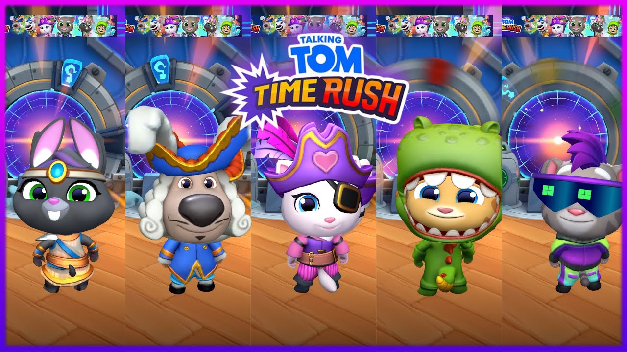 TALKING TOM TIME RUSH - ALL CHARACTERS RUSH | ATTACK BY RACCOON ...