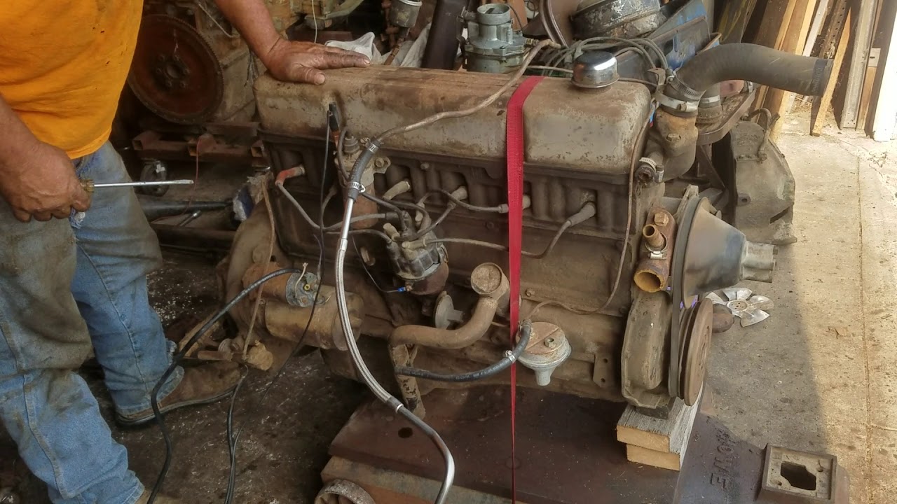 1961 Chevy 235 Engine run test - YouTube
