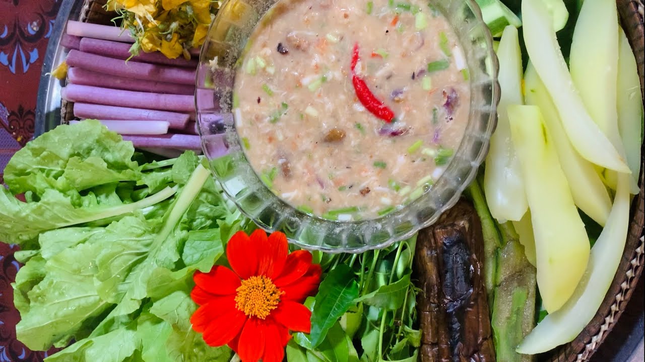 Shrimp Paste Dip with Multiple Veggies Recipe - YouTube