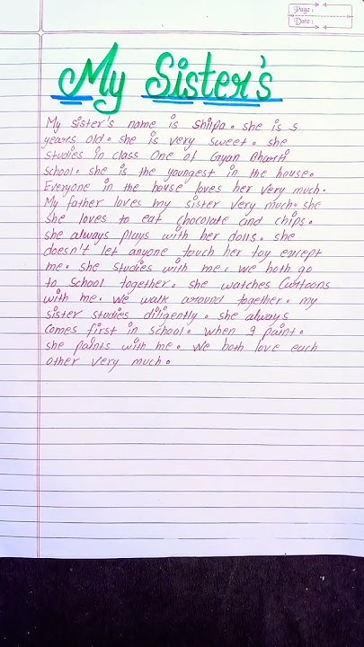 Simple english eassy on my sister/Writing english paragraph on my ...