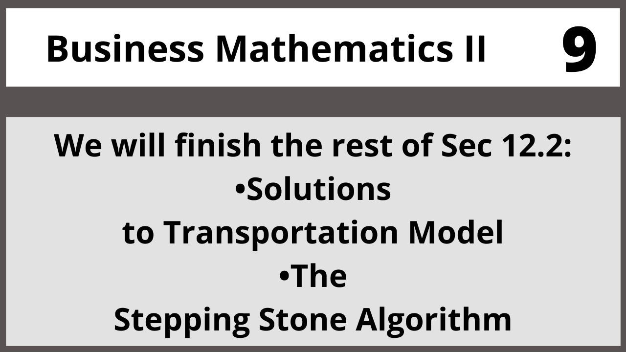 The Stepping Stone Algorithm Business Math II In Hindi Urdu MTH109 the-stepping-stone-algorithm-business-math-ii-in-hindi-urdu-mth109