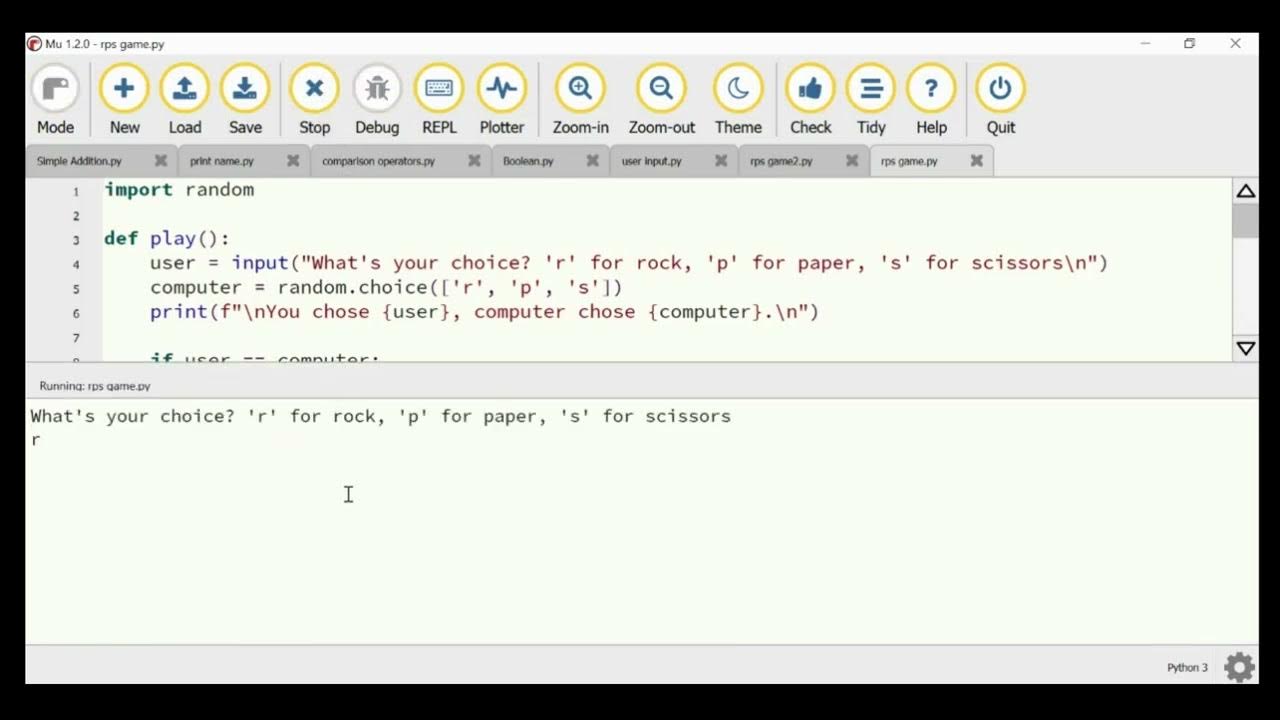 Python Program #1 Rock Scissors Paper Flow Chart & Code - YouTube