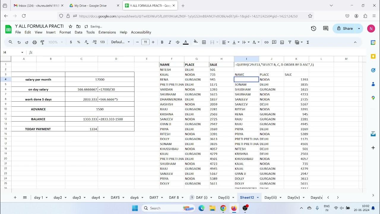 GOOGLE SHEET QUERY FUNCTION WITH DESC SORT - YouTube